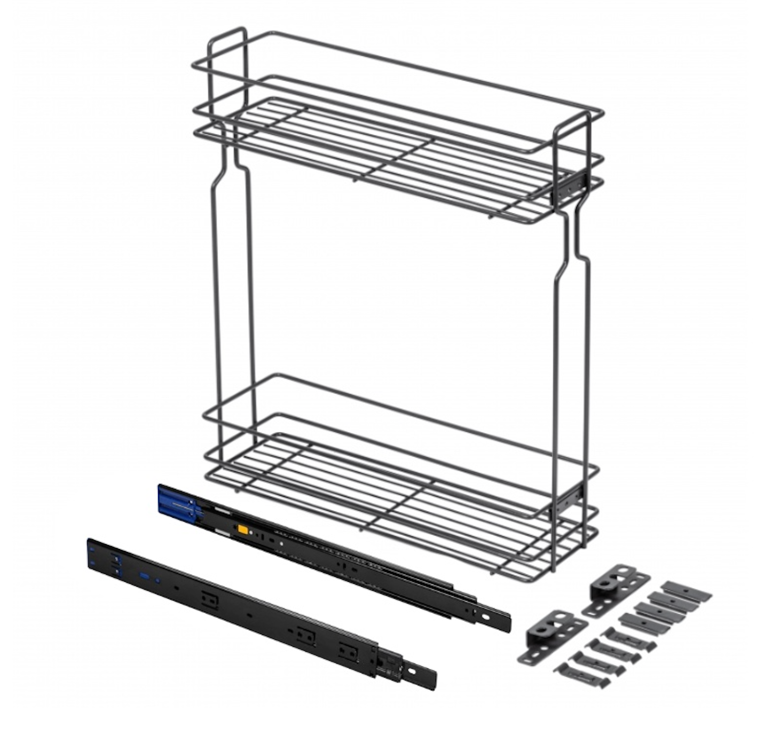 Pull Out Two Tier Wire Baskets Soft Close Anthracite – FixFit